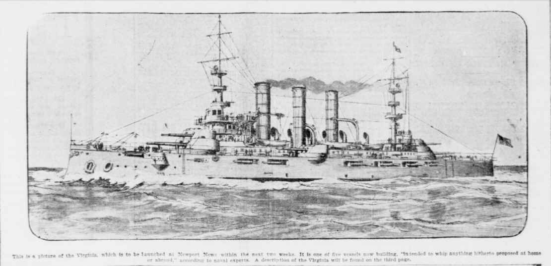 Battleship Photo Index BB-13 USS VIRGINIA